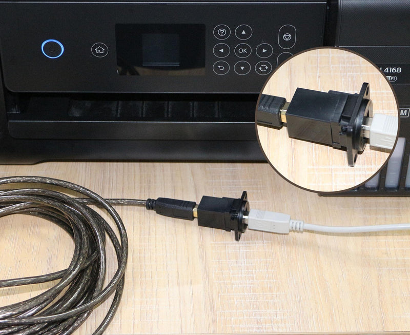 QIANRENON USB 2.0 Panel Mount Connector Type-B Printer Adapter Extender ...