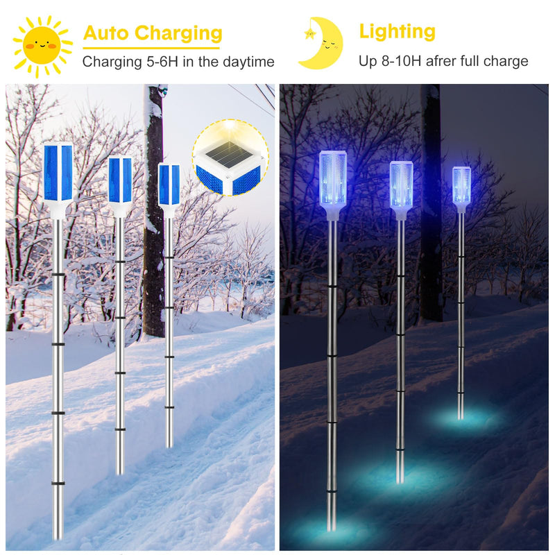 Rossesay 4 Pack 44'' Winter Driveway Reflectors Solar Powered Driveway ...