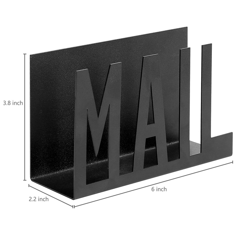 MyGift Modern Black Metal Mail Holder Countertop Organizer with Cutout ...