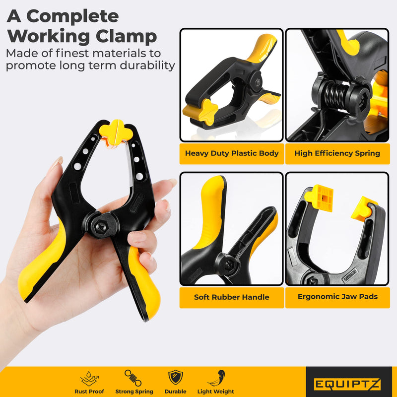 EQUIPTZ Spring Clamps Heavy Duty, 4-Pack 6-inch Large Plastic Clamps ...