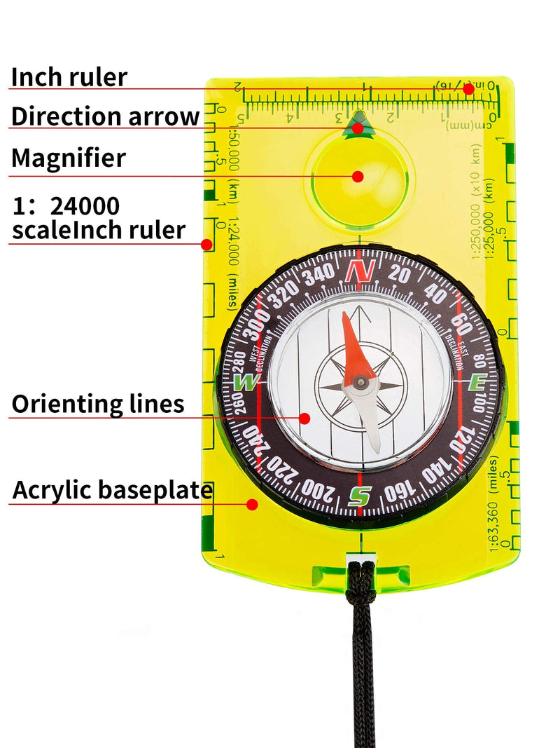 Gejoy 6 Pieces Hiking Backpacking Compass Navigation Backpacking ...