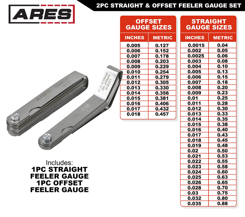 ARES 11043 - 2-Piece Straight Feeler Gauge & Offset Feeler Gauge Set ...