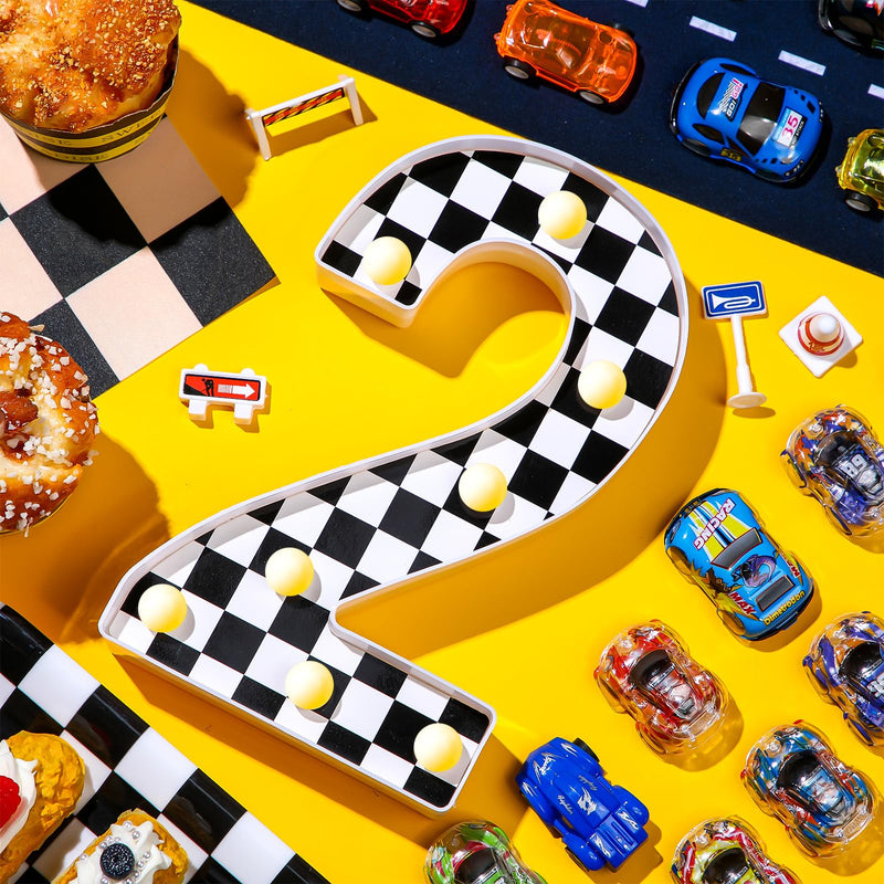 Maxcheck Racing Car Light up Numbers Black and White Checkerboard Print ...