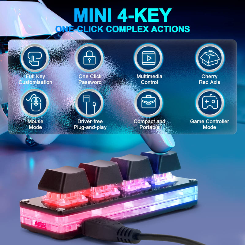 Ecarke Black Mini 4-Key Keypad Mechanical Gaming Keyboard, Set by ...