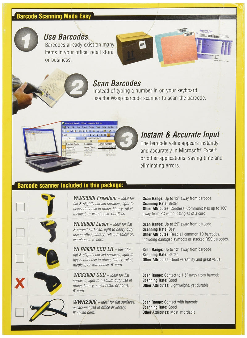Wasp Technologies WCS3900 Barcode Scanner for PC | AusPower Australia