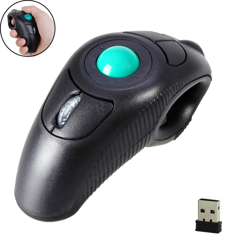 EIGIIS 2.4G Ergonomic Trackball Handheld Finger USB Mouse Wireless ...