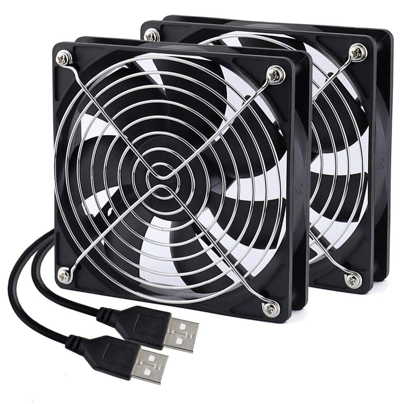 2 Packs Wathai 120mm x 25mm 120mm 5V USB Fan for Receiver AV cabint ...