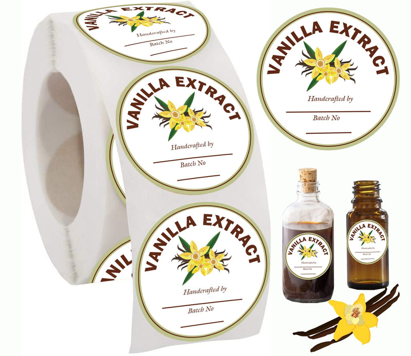 SMARSTICKER 2 inch Vanilla Extract Labels Round Circle Gloss White ...